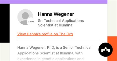 Hanna Wegener Sr Technical Applications Scientist At Illumina The Org