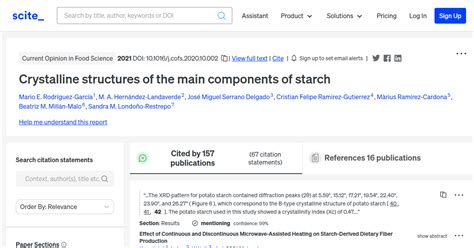 Citation Report Crystalline Structures Of The Main Components Of Starch