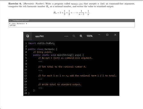 Solved Exercise 6 Harmonic Number Write A Program Called Chegg Com