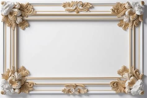 Premium Photo White Frame Background With Decorated Classical Architectural Design Borders