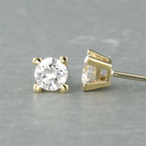 Earrings Set With Diamonds 14k Yellow Gold For Sale At 1stdibs