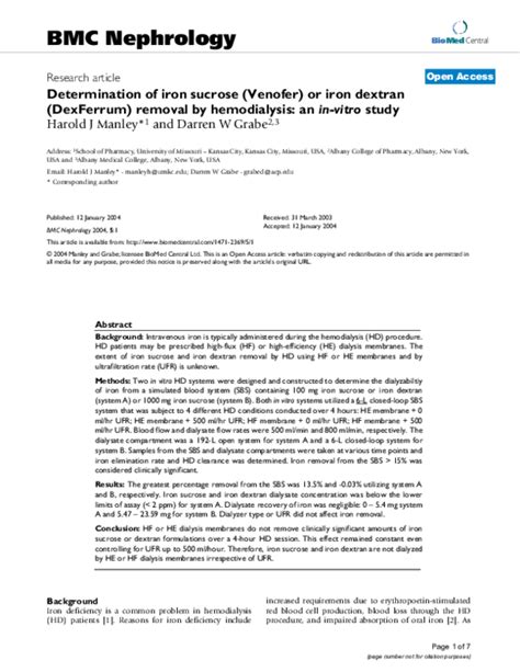 Pdf Determination Of Iron Sucrose Venofer Or Iron Dextran