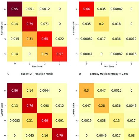 Transition And Entropy Matrices The Transition Matrices For Patient 1 Download Scientific