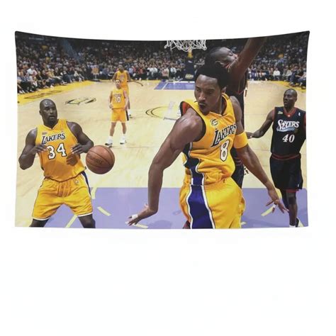 Kobe Bryant And Shaquille Oneal Flag 2000 Iconic Moment Wall Flag