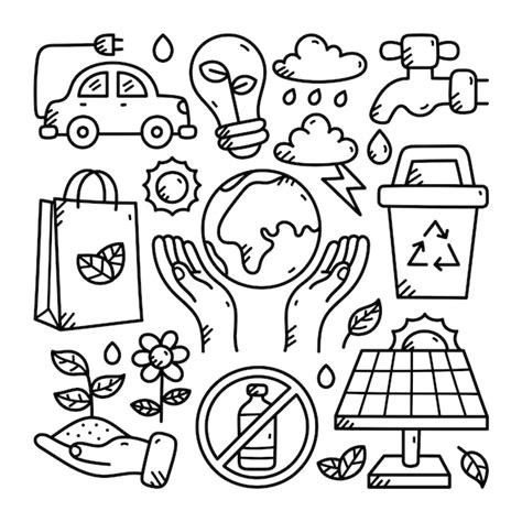 Premium Vector Ecology Line Doodle Illustration