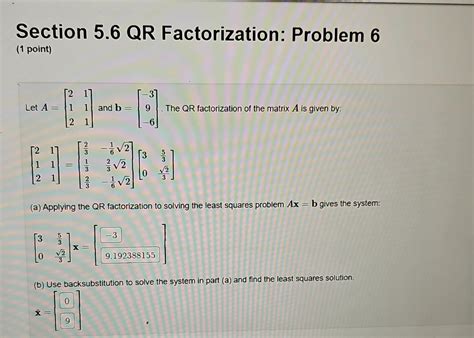 solved section 5 6 qr factorization problem 6 1 point let