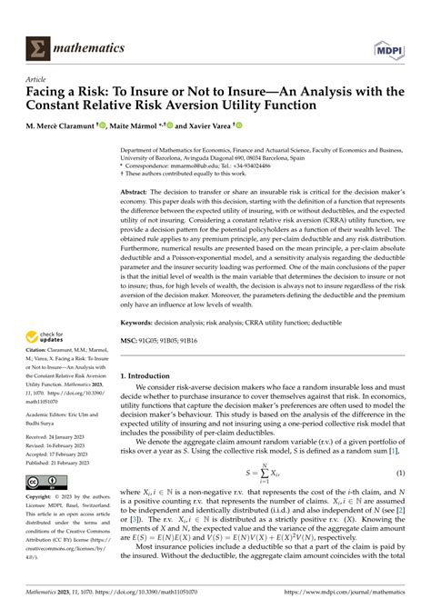 pdf facing a risk to insure or not to insure—an analysis with the