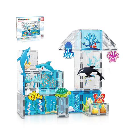 Picassotiles 52 Piece Aquarium Marine World Magnet Tile Set With Ocean