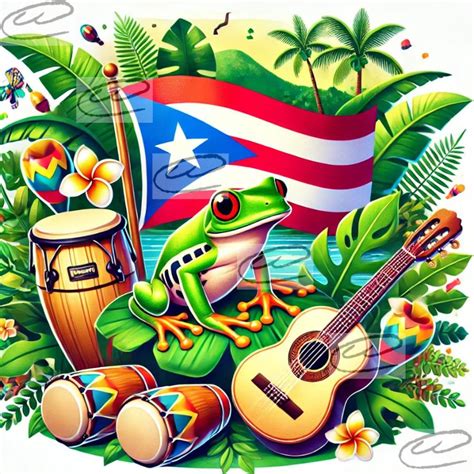 Puerto Rican Coquí Frog Art Tropical Digital Download Etsy