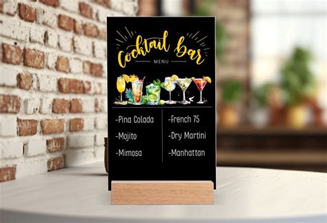 Personalized Bar Menu Acrylic Cocktail Recipe Sign Signature Cocktail