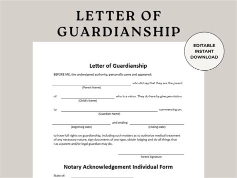 Letter Of Guardianship Notary Letter Guardianship Notary Form