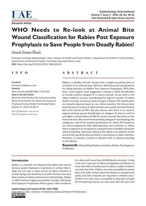 Pdf Who Needs To Re Look At Animal Bite Wound Classification For