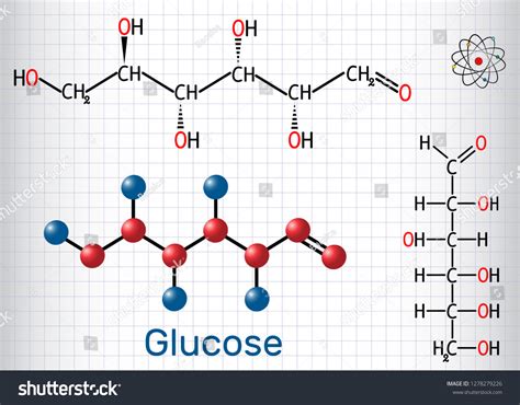 Glucose Dextrose D Glucose Molecule Linear Form Stock Vector Royalty