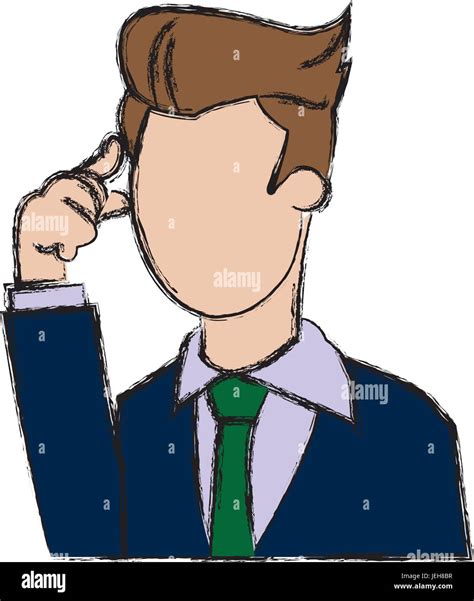 Business Man Thinking Manager Cartoon Character Image Stock Vector