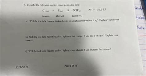 [solved] 7 Consider The Following Reaction Occurring In A