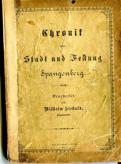 Chronik Stadt Und Festung Spangenberg