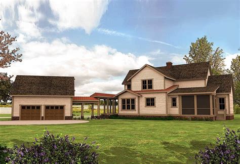 Quintessential American Farmhouse With Detached Garage And Breezeway