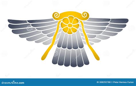 Winged Solar Disk Of God Ashur A Sun Emblem With Wings And Symbol