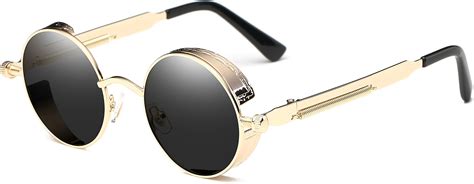 Retro Round Sunglasses Men Ultra Silver Frame With Light Blue Lenses