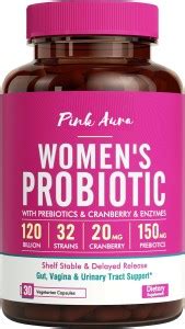 Pink Aura Womens Probiotics 120b Cfus 32 Strains With Cranberry Extract Makro