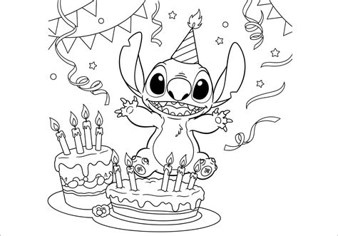 Free Stitch Birthday Coloring Page Printable
