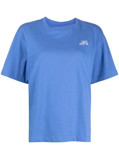 Ader Error 로고 프린트 반소매 티셔츠 블루 Farfetch Kr