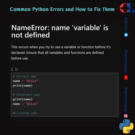 Common Python Errors And How To Fix Them 🧵 Python Coding Rattibha