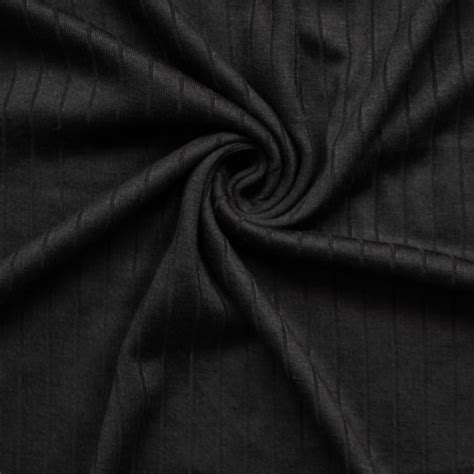 Buy Basic Black 10x2 Rib Knit Fabric Boho Fabrics