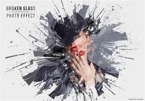 Shattered Glass Explosion Dispersion Photo Effect Mockup Premium Psd