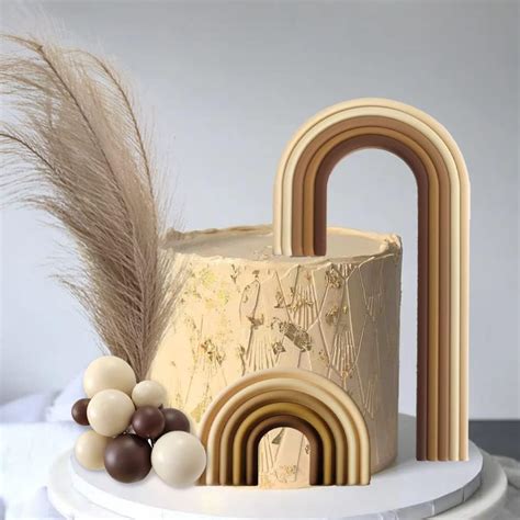 Boho Rainbow Cake Toppers Mini Balls Pampas Reed Grasses