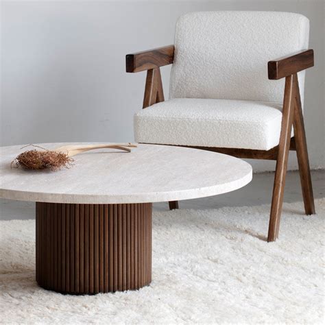 HonorÉ Table Basse En Bois Et Travertin Kasbah Design