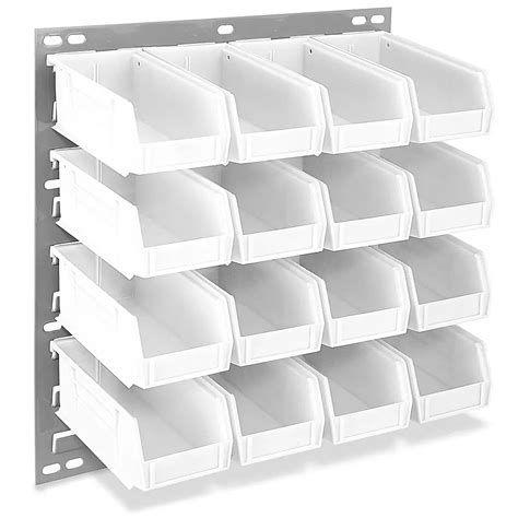 Wall Mount Panel Rack 18 X 19 With 7 1 2 X 4 X 3 White Bins H 4687w Uline