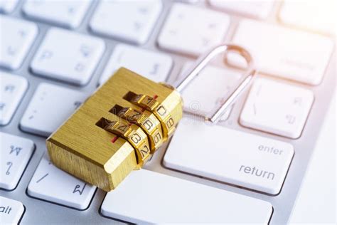 Metal Security Lock With Pass Code Or Password On Computer Keyboard Stock Image Image Of
