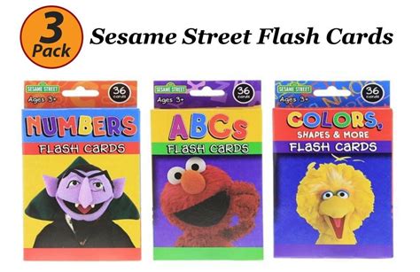 3 Pack Sesame Street Flash Cards Early Learning Colors Numbers Abc
