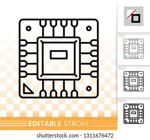 Microchip Thin Line Icon Outline Sign Stock Vector Royalty Free Shutterstock