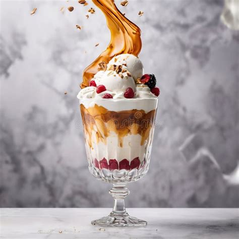 Parfait Frozen Layered Dessert Ice Cream Dish Stock Illustration