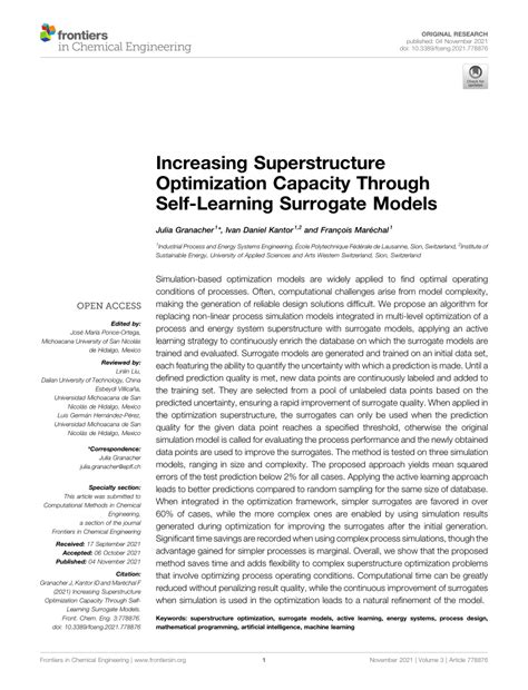 Pdf Increasing Superstructure Optimization Capacity Through Self Learning Surrogate Models
