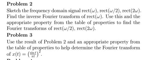 Solved Problem 2 Sketch The Frequency Domain Signal