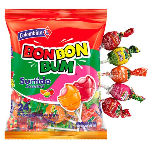Bon Bon Bum Bubble Gum Pops Mixed Flavours 24 Pack 456g