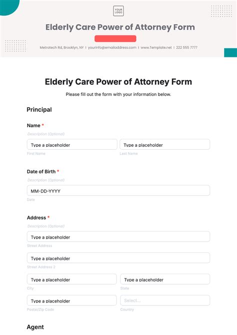 Free Elderly Care Power Of Attorney Form Template To Edit Online