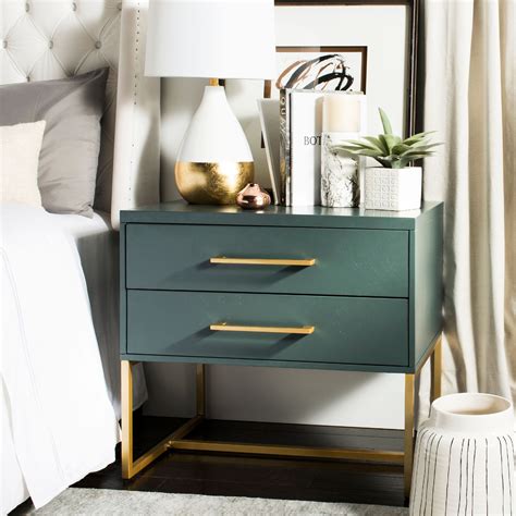 Safavieh Estelle 2 Drawer Contemporary Glam Nightstand