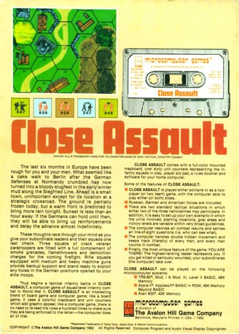 Atari 400 800 Xl Xe Close Assault Scans Dump Download Screenshots