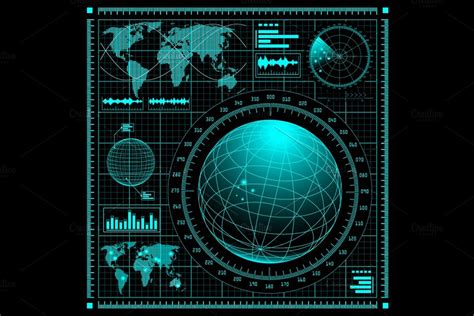 vector radar screen hud interface pre designed photoshop graphics