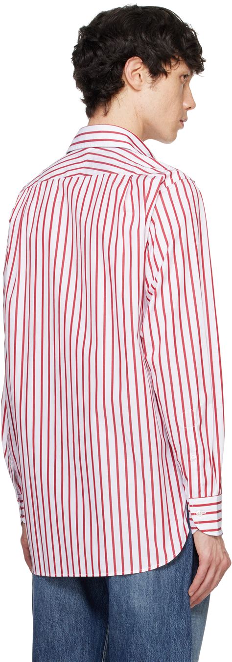 Drakes Red And White Striped Shirt Drakes