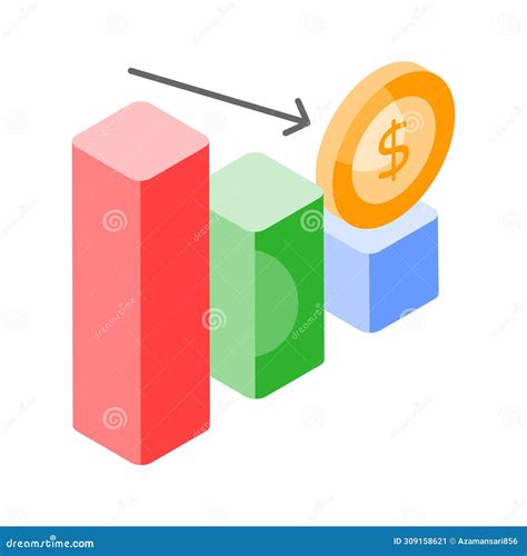 Down Chart Financial Loss Decrease Chart Isometric Vector Design
