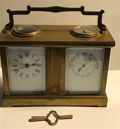 Antique French Gilt Brass Carriage Clock Barometer Combination And Key Antique Price Guide