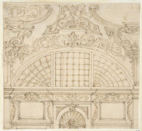 Design For The Upper Half Of A Wall Elevation Drawing By Giovanni