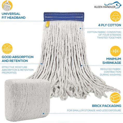 Durable 16 Oz Cut End Cotton Mop Head Replacement Refill Bison Life