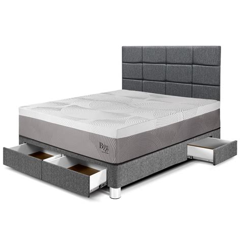 Dormitorio Balanzze Cajones 2 Plazas Cabecera Blocks Gris Metrope