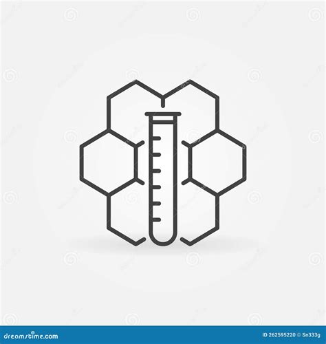 Chemical Hexagonal Formula And Test Tube Vector Line Icon Stock Illustration Illustration Of